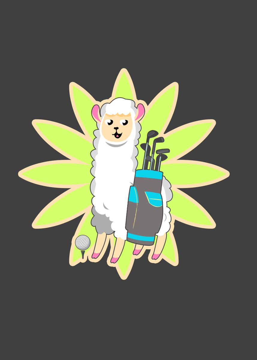 'Golf Llama' Poster, picture, metal print, paint by BeMi | Displate