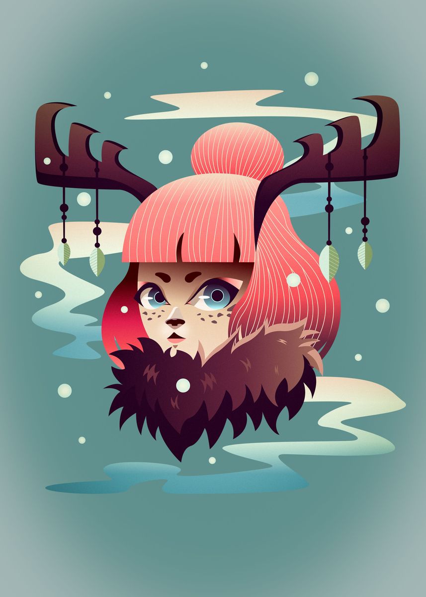 'DEER CHILD' Poster, picture, metal print, paint by Sofía Mengoni ...