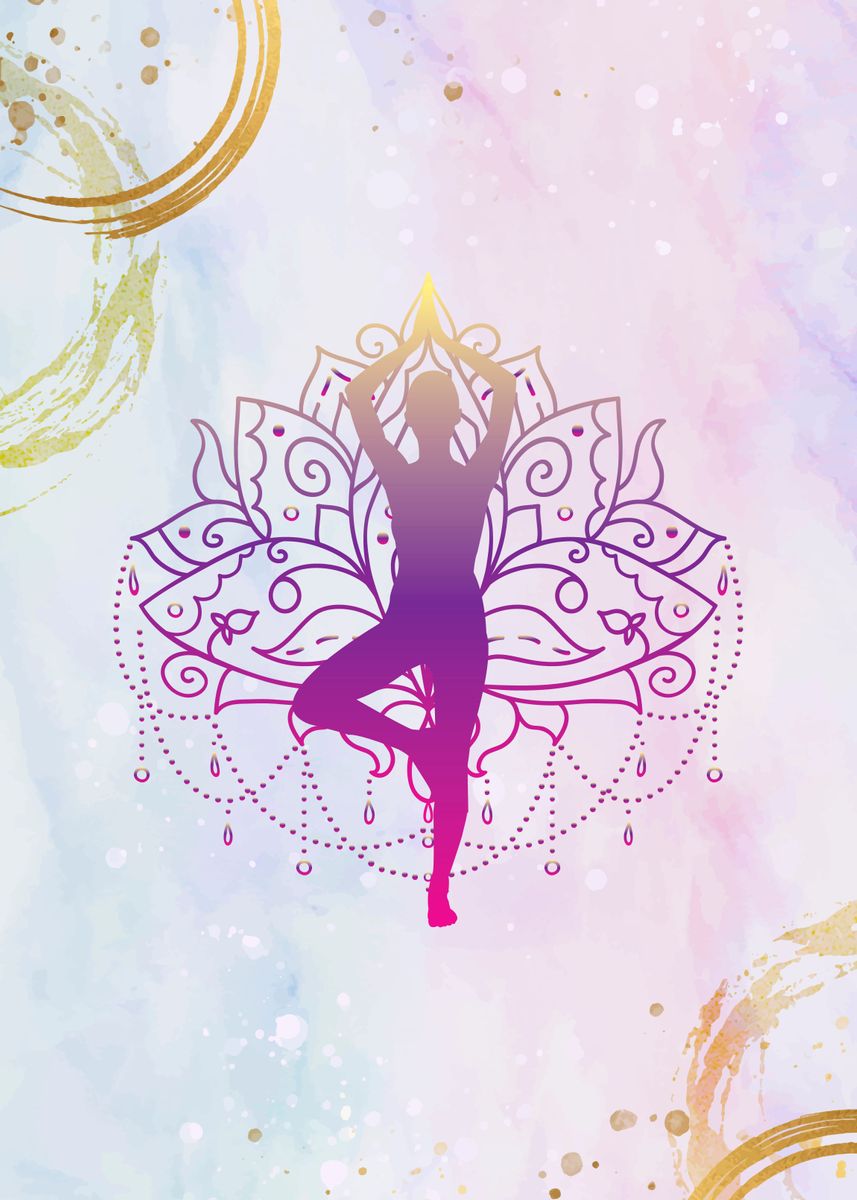 'Tree Yoga Pose' Poster, picture, metal print, paint by AndrejZT | Displate