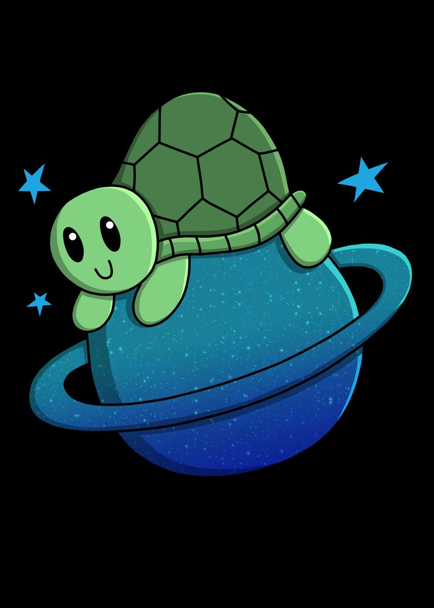 'Cute Neptune Turtle' Poster, picture, metal print, paint by Alexander ...