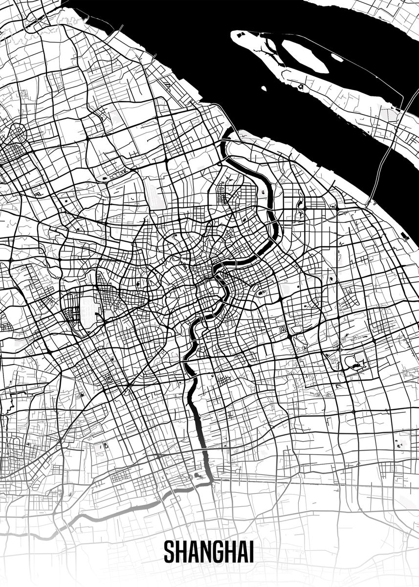 'Shanghai map' Poster, picture, metal print, paint by LUNGHISTE | Displate