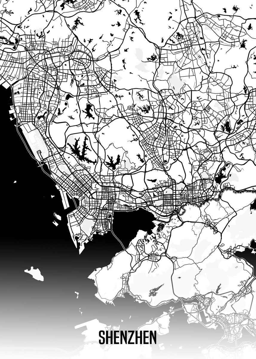 'Shenzhen map' Poster, picture, metal print, paint by LUNGHISTE | Displate