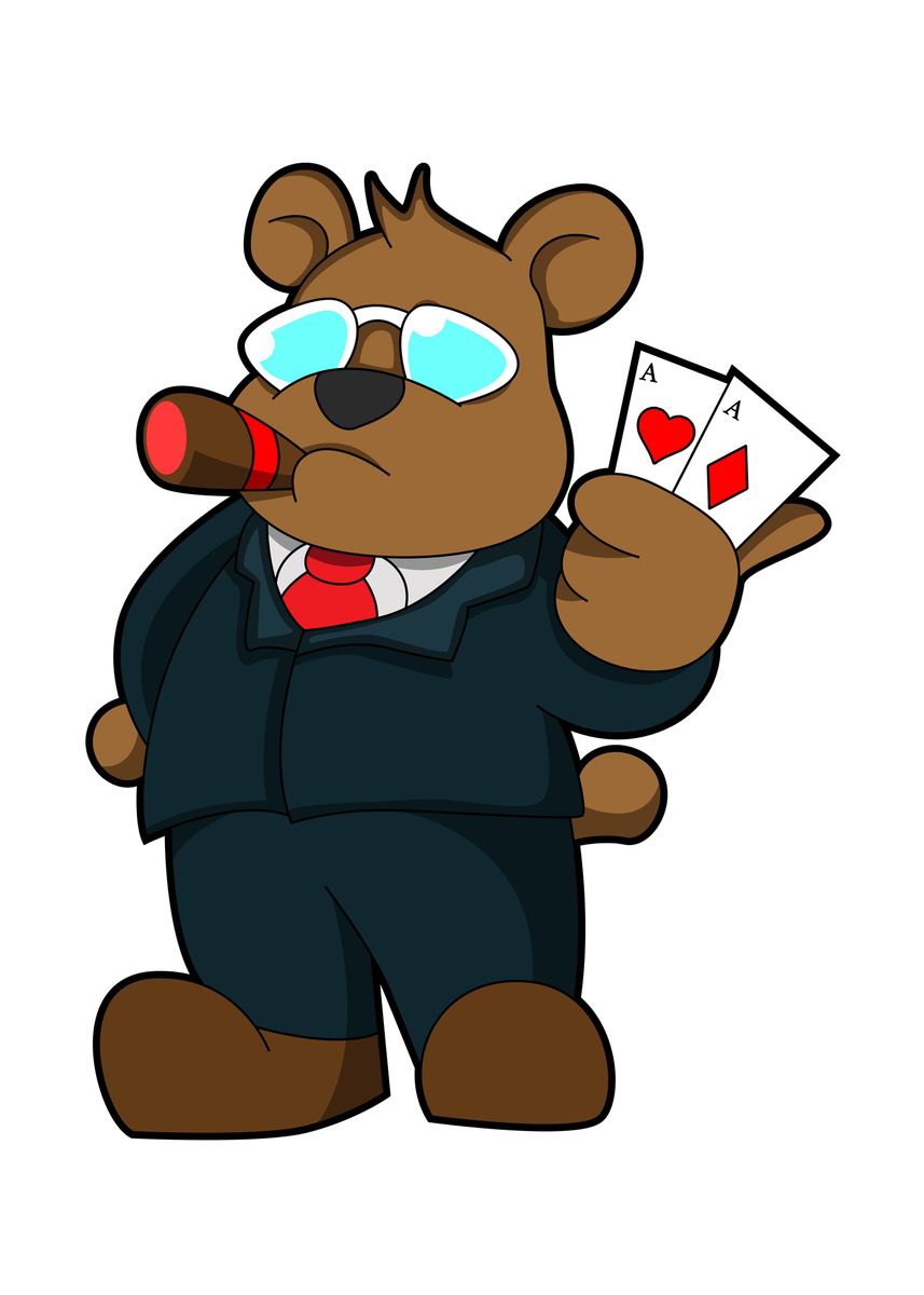 'Bear Poker Poker cards' Poster, picture, metal print, paint by Markus ...