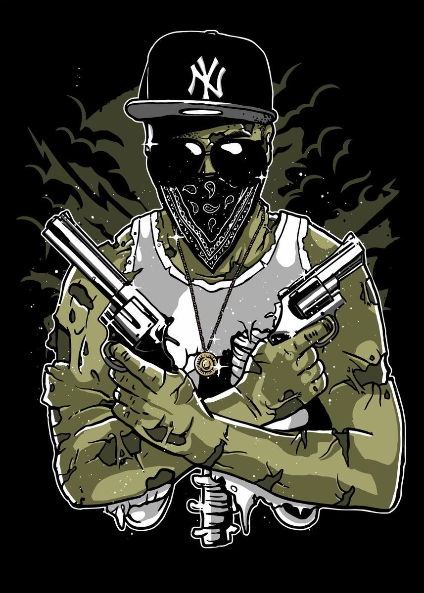'Gangsta Zombie' Poster, picture, metal print, paint by ...
