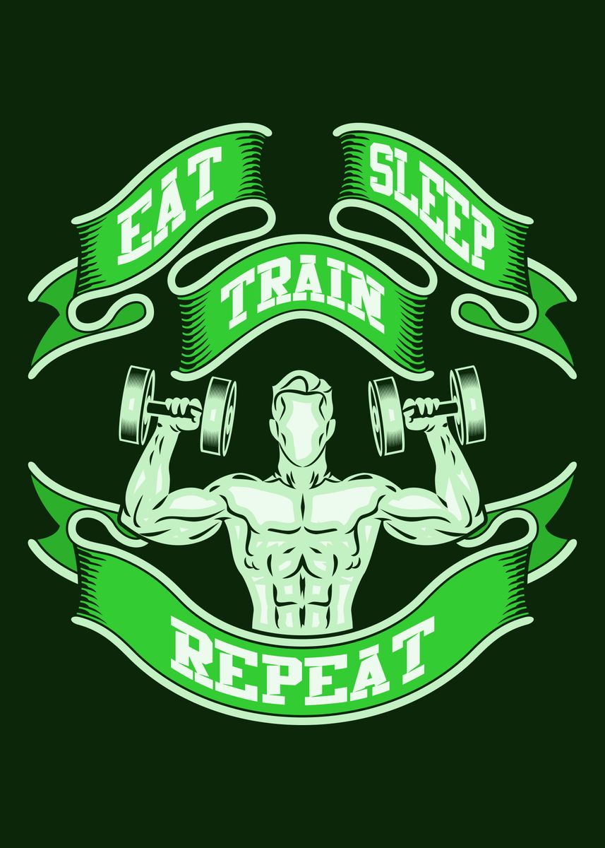 'eat sleep train' Poster, picture, metal print, paint by manglayang ...