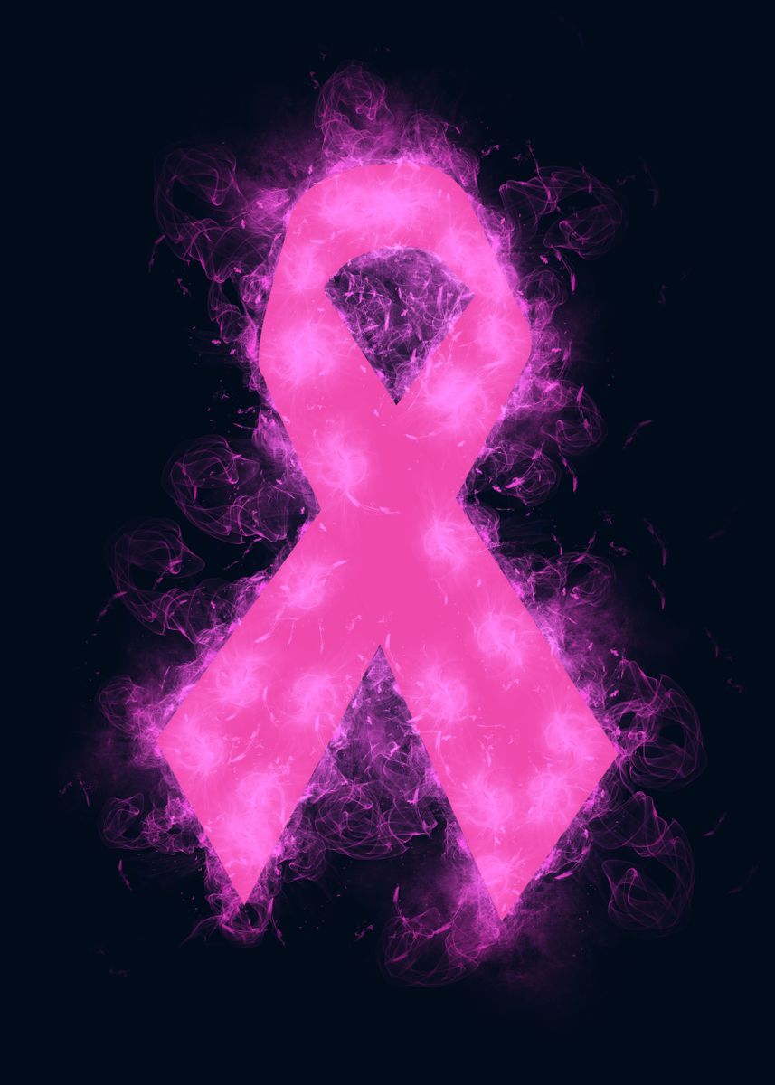 'breast cancer ribbon smoke' Poster, picture, metal print, paint by ...