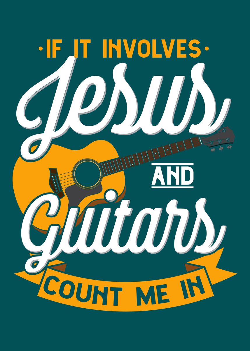 'Jesus And Guitars' Poster, picture, metal print, paint by PiolettaArt ...