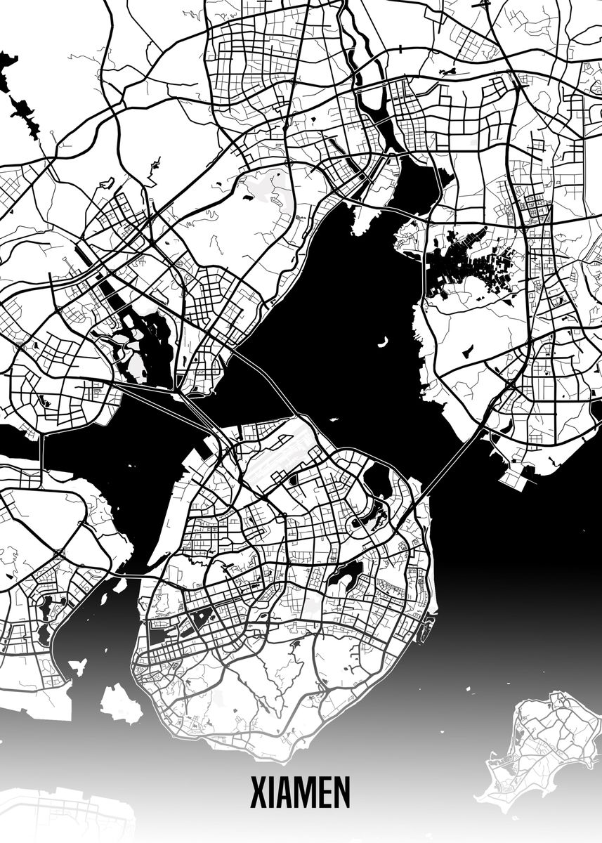 'Xiamen map' Poster, picture, metal print, paint by LUNGHISTE | Displate