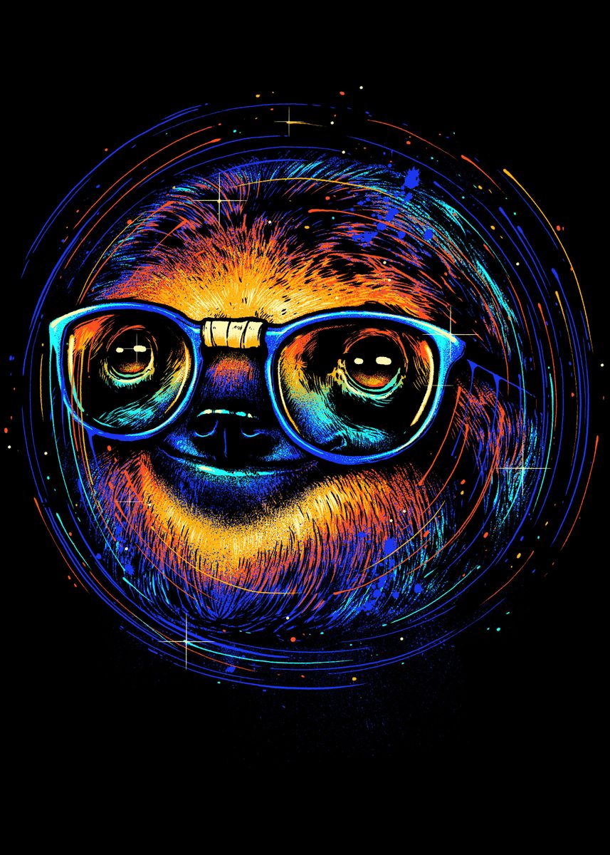 'Cosmic Sloth' Poster, picture, metal print, paint by glitchygorilla ...