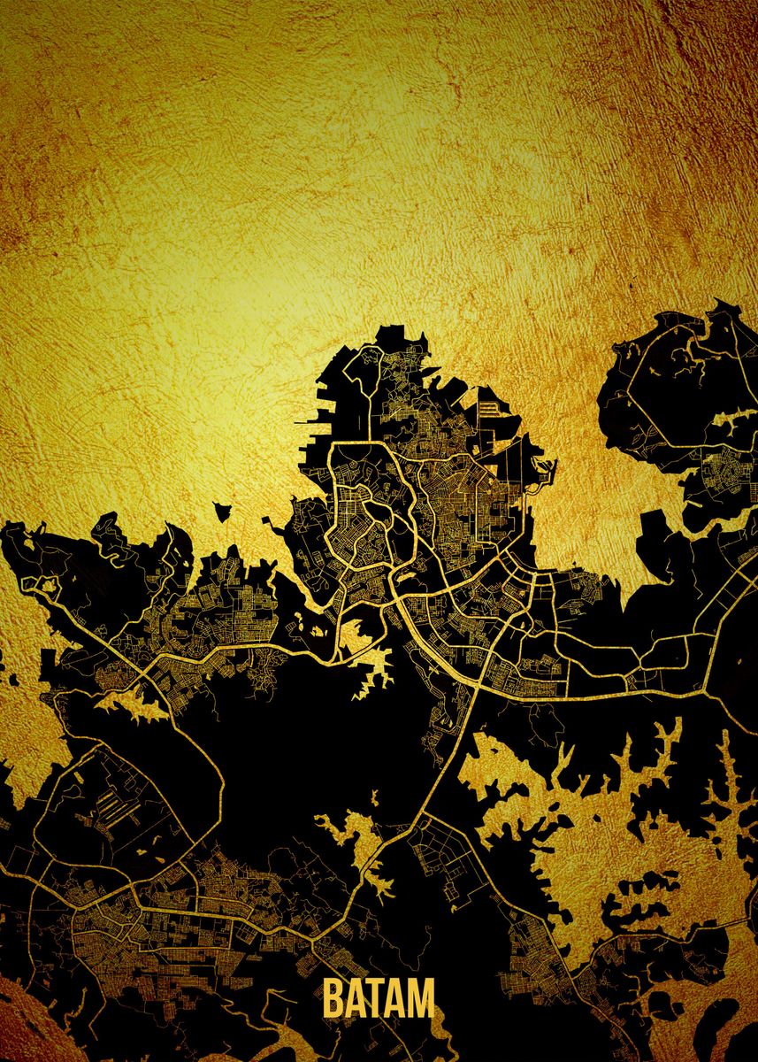 'Batam gold map' Poster, picture, metal print, paint by Stefano Lunghi ...