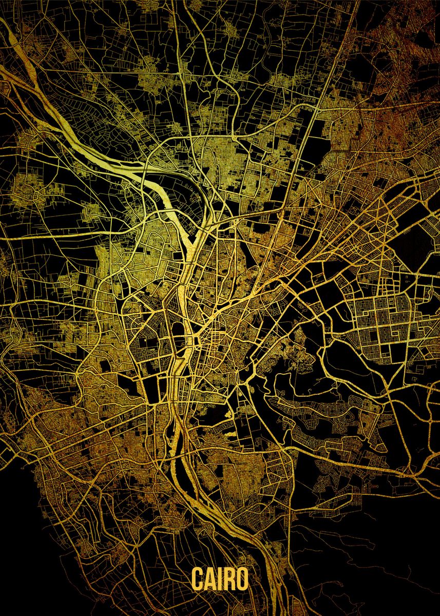 'Cairo gold map' Poster, picture, metal print, paint by Stefano Lunghi ...