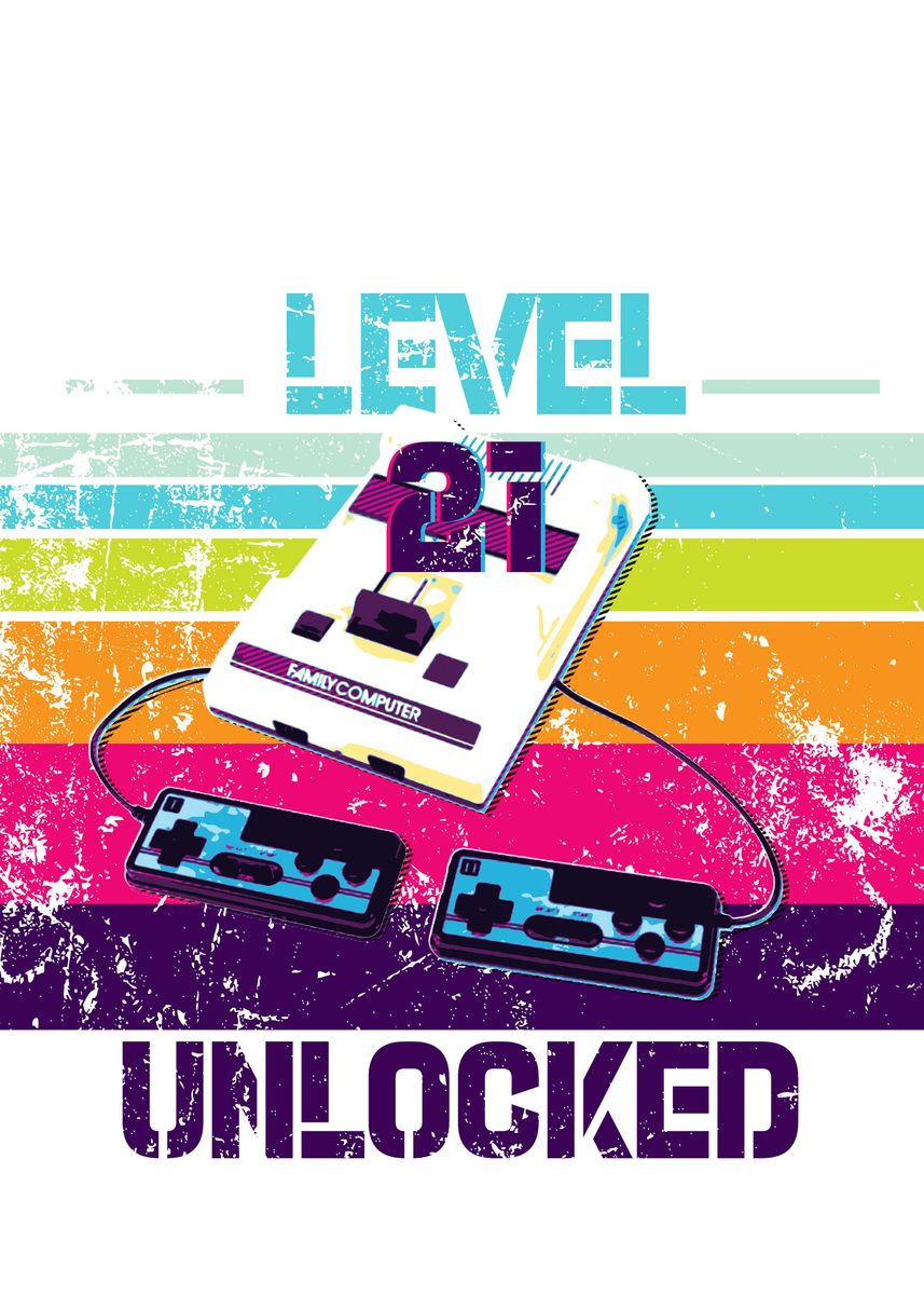 'level unlocked' Poster, picture, metal print, paint by RETRO VINTAGE ...