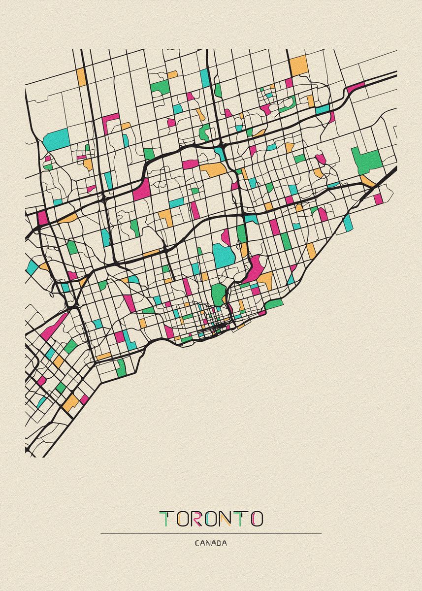 'Toronto Map' Poster, picture, metal print, paint by Deniz A. | Displate