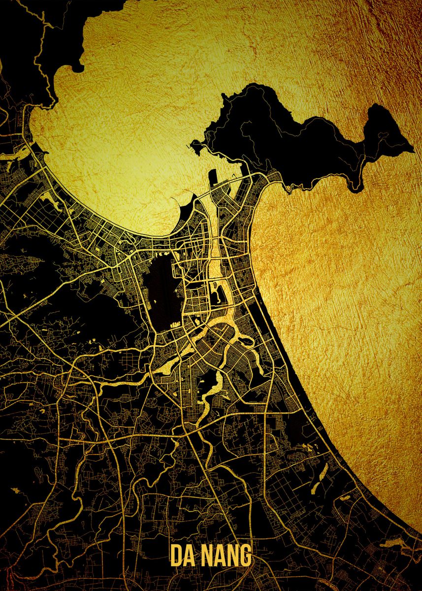 'Da Nang gold map' Poster, picture, metal print, paint by LUNGHISTE ...