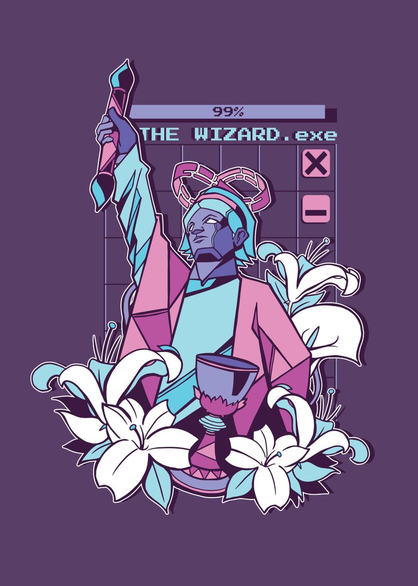 'Vaporwave Wizard Digital' Poster, picture, metal print, paint by ...