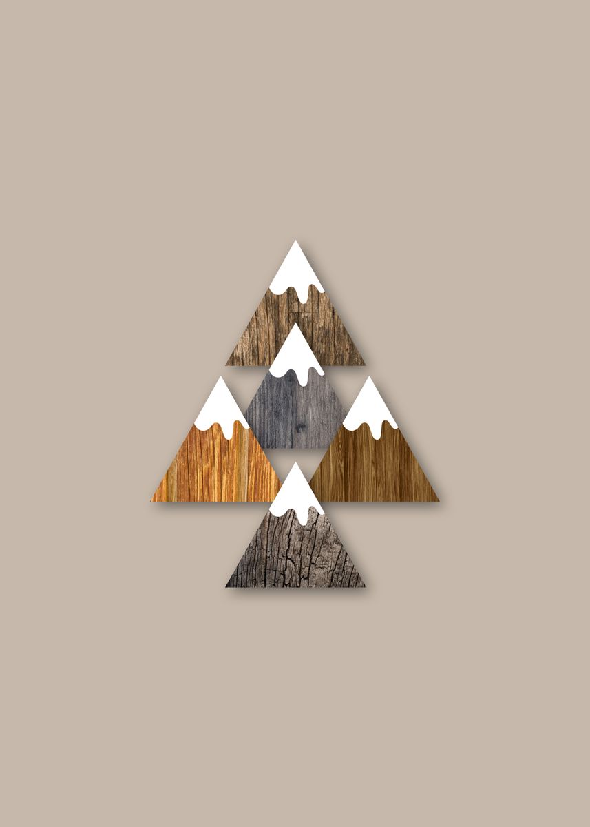 'Wooden mountain triangles' Poster, picture, metal print, paint by ...