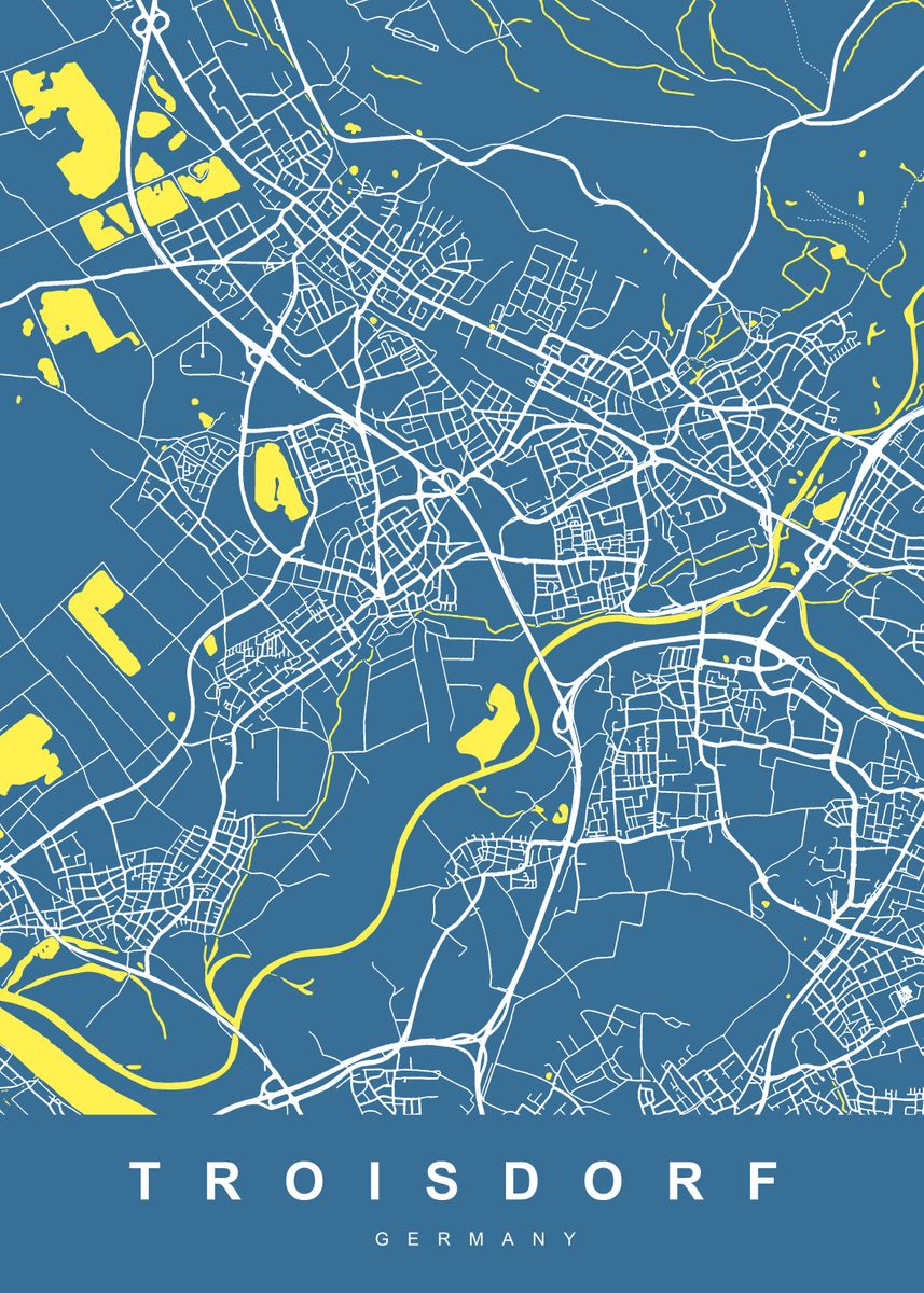'Troisdorf Map Germany' Poster by UrbanMaps | Displate
