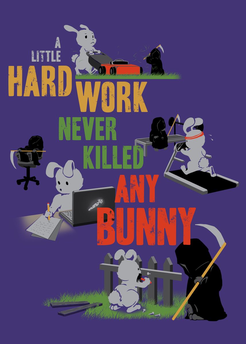 'Hard Working Bunny' Poster, picture, metal print, paint by Amanda ...