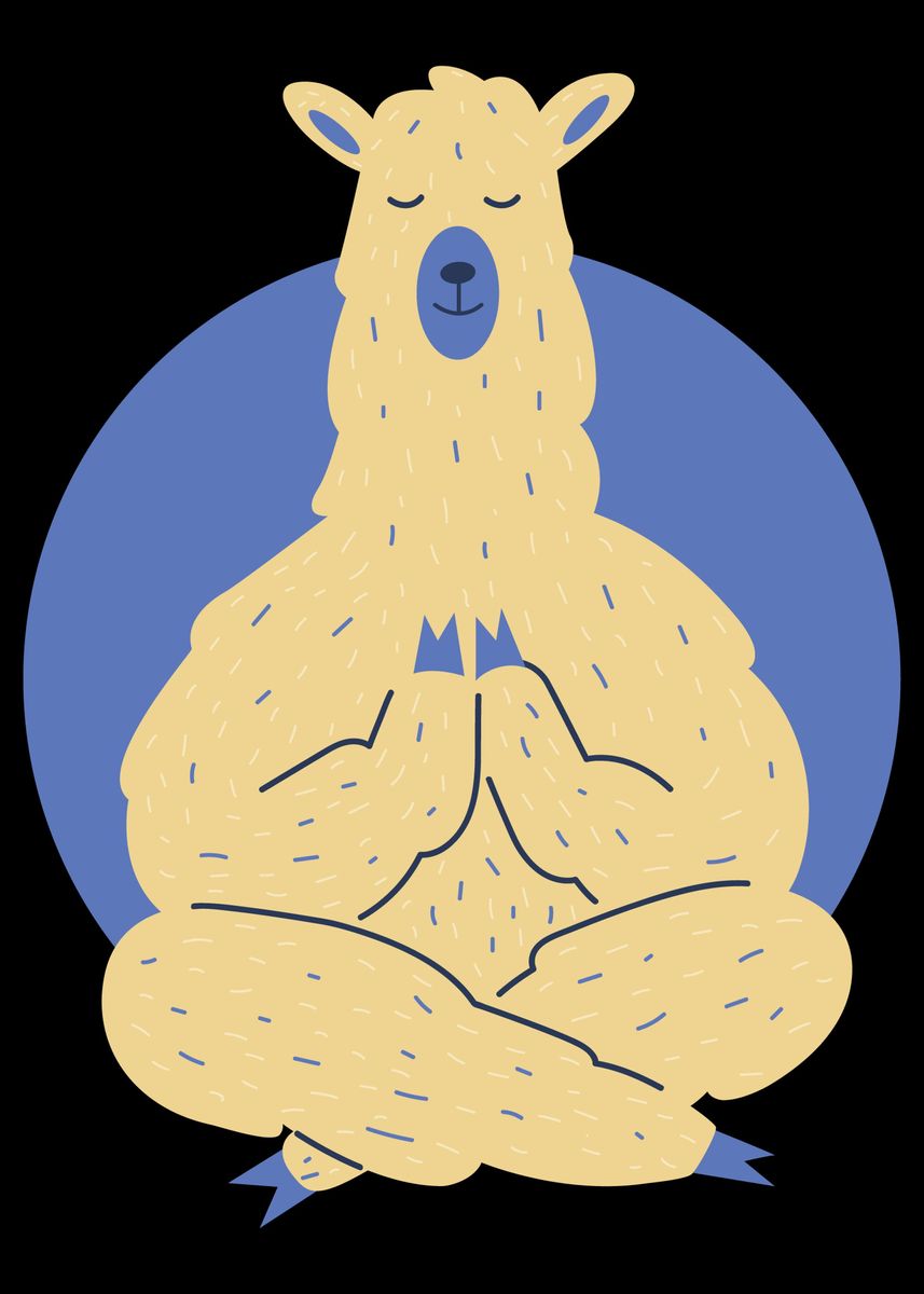 'Namaste Yogi Llama Animal ' Poster, picture, metal print, paint by ...