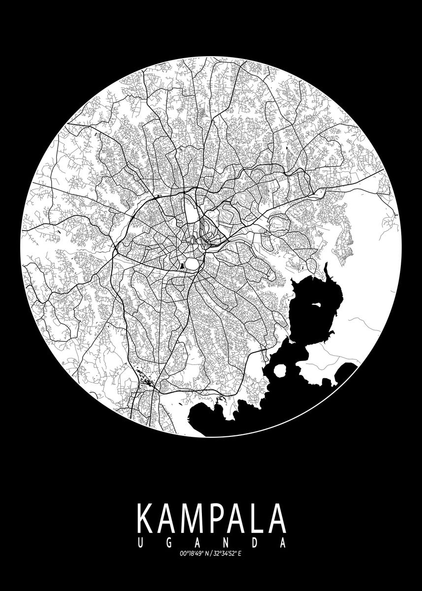 'Kampala City Map Full Moon' Poster by deMAP Studio | Displate