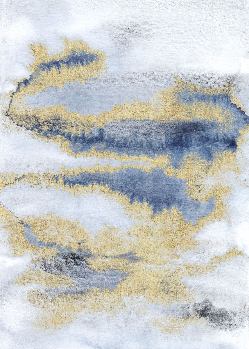 'Navy Gold Abstract 10' Poster, picture, metal print, paint by Aloke ...