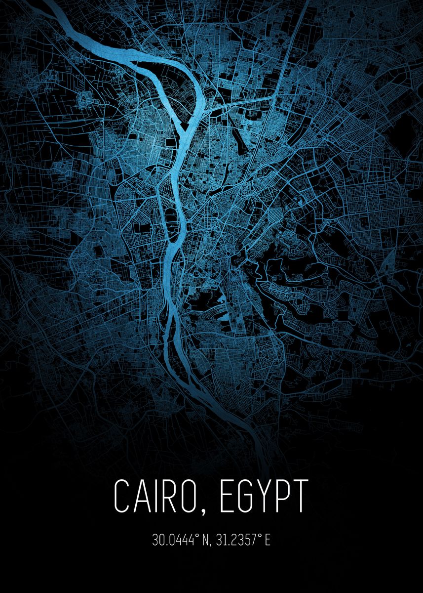 'Cairo Egypt City Map' Poster, picture, metal print, paint by The ...