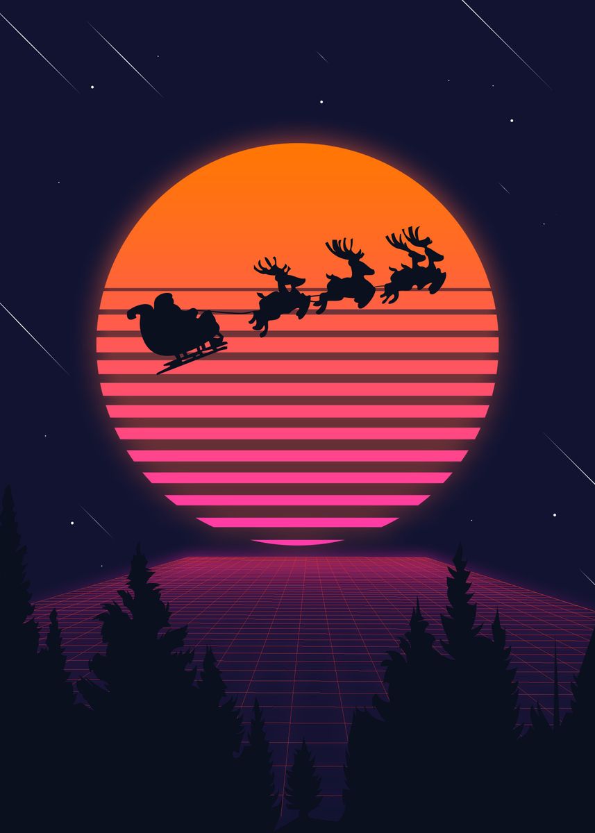 'SANTA RETRO' Poster, picture, metal print, paint by Yoharska ...