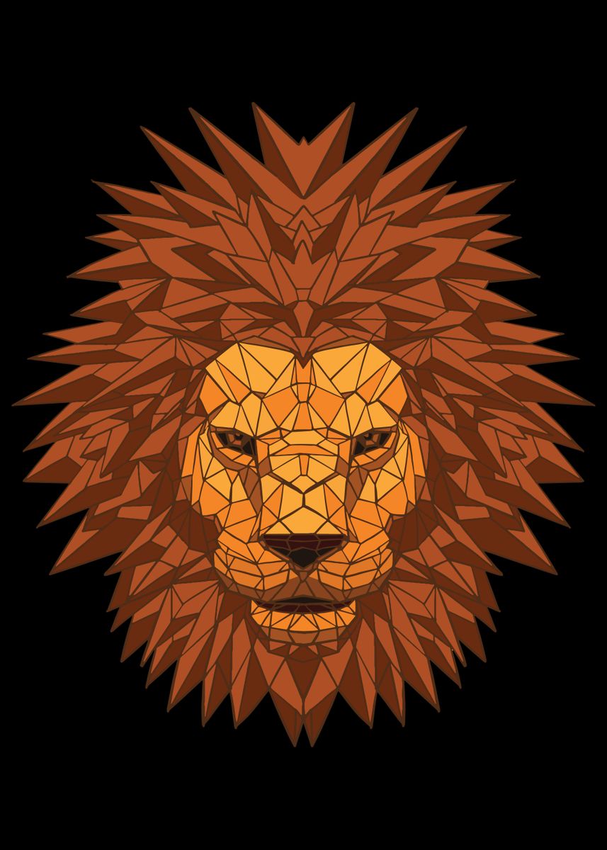 'Lion Polygon Wild Cat' Poster, picture, metal print, paint by ...