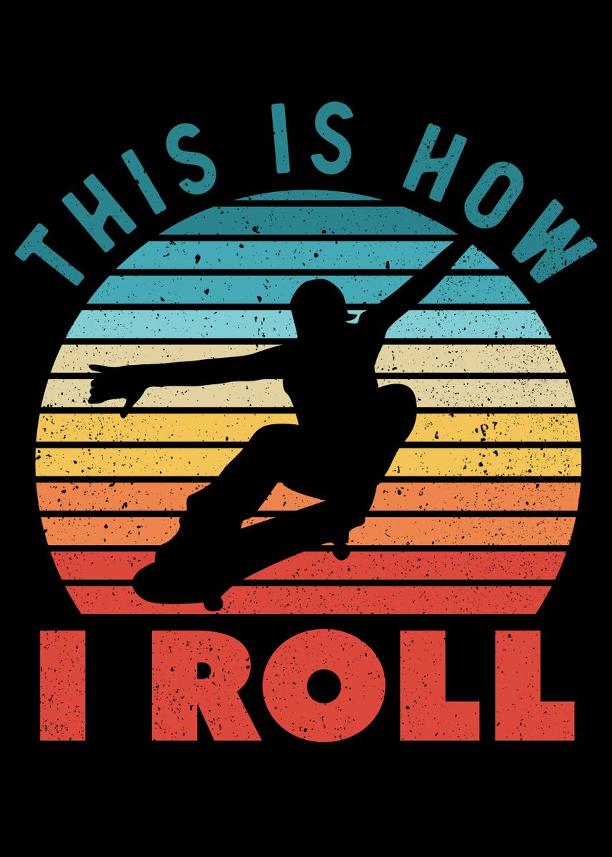 'Skateboarding Funny Skater' Poster, picture, metal print, paint by ...