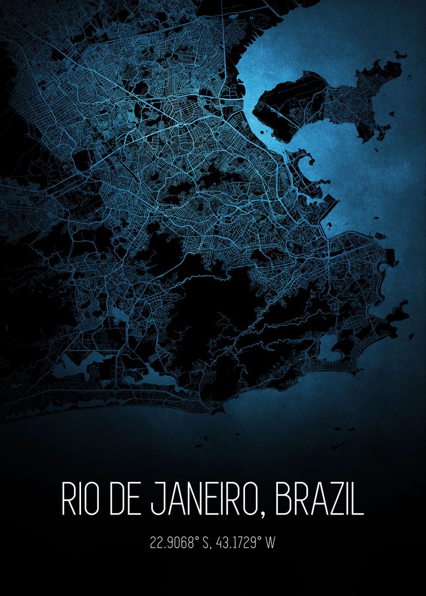 'Rio De Janeiro Map' Poster by The Trackless Road | Displate