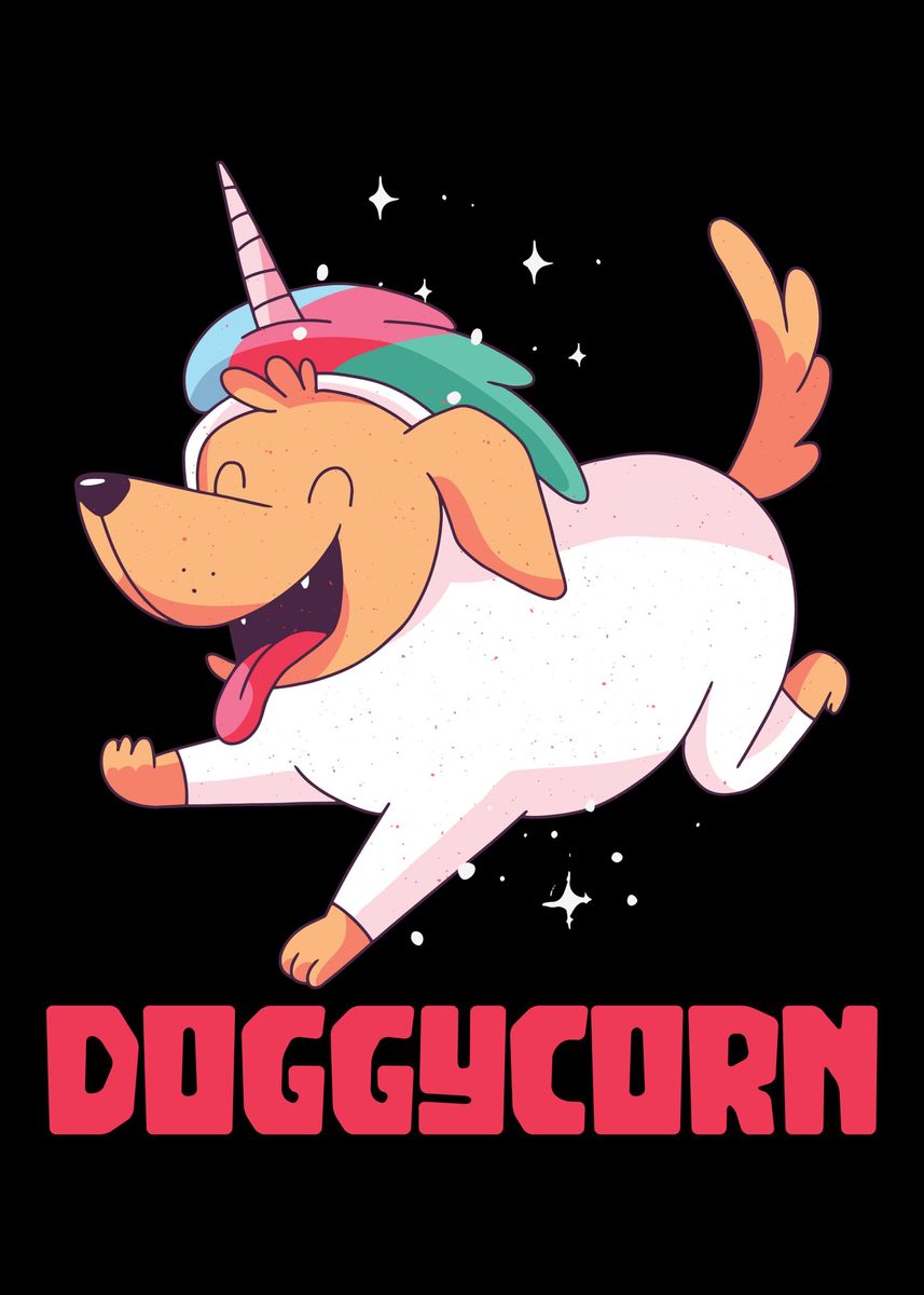 'Doggycorn Unicorn Dog' Poster, picture, metal print, paint by ...