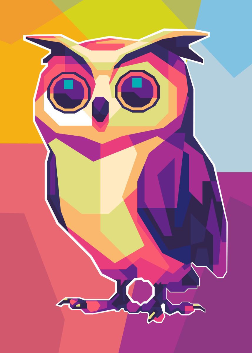 'Colorful Owl PopArt' Poster, picture, metal print, paint by Akhmad ...