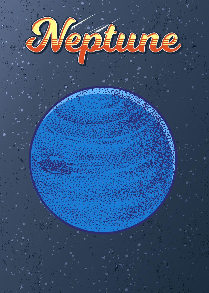 'Retro Neptune Planet Space' Poster, picture, metal print, paint by ...