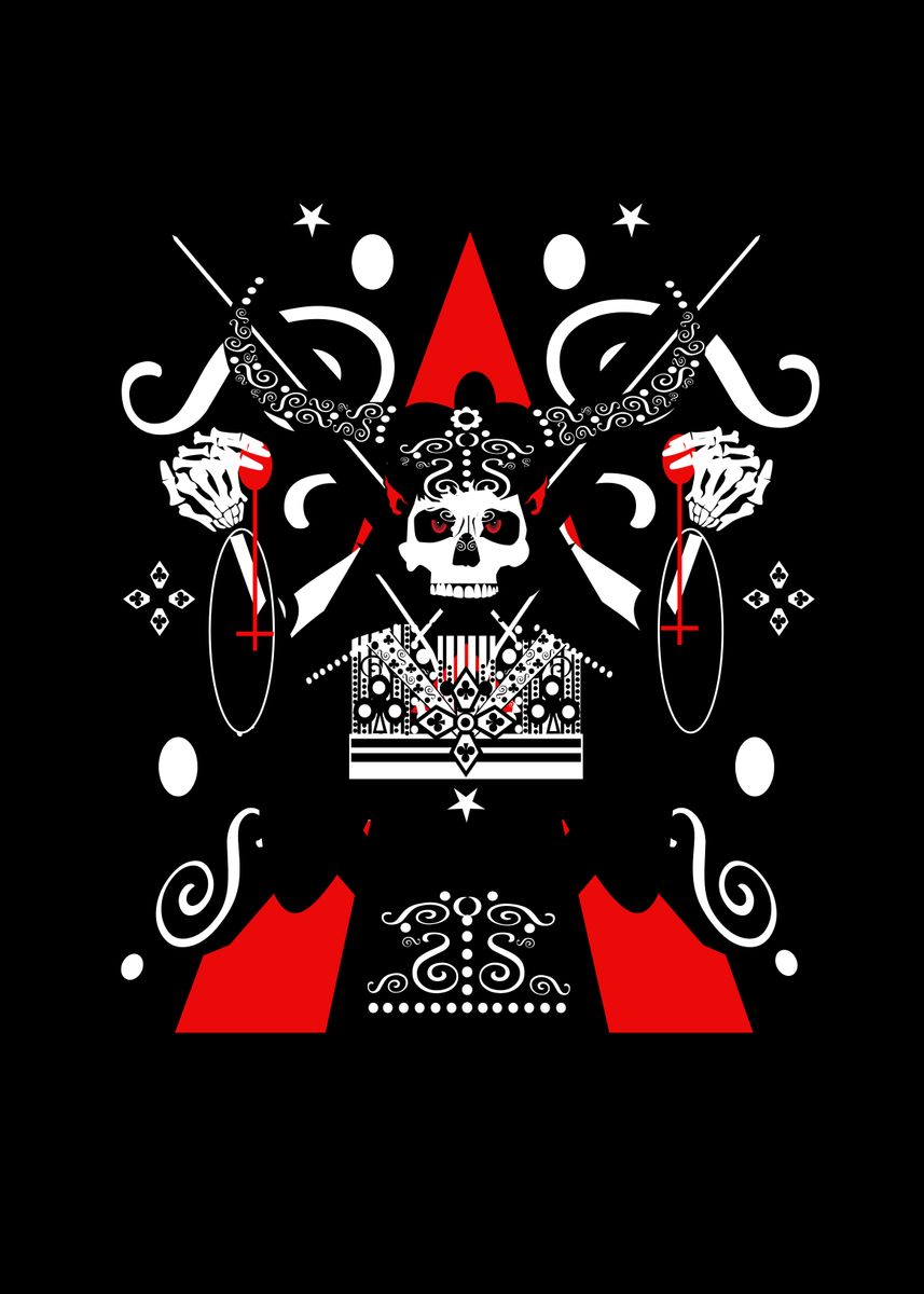 'Card skull death with horn' Poster, picture, metal print, paint by Tea ...