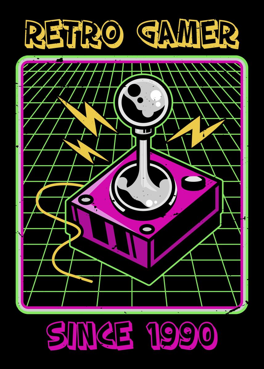 'Retro Gamer' Poster, picture, metal print, paint by John DonJoe | Displate