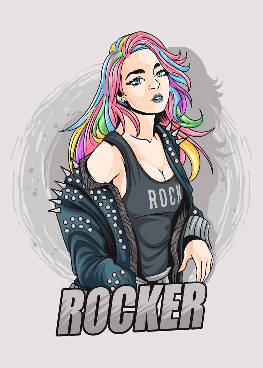 'Rocker Girl Woman' Poster, picture, metal print, paint by Max Ronn ...