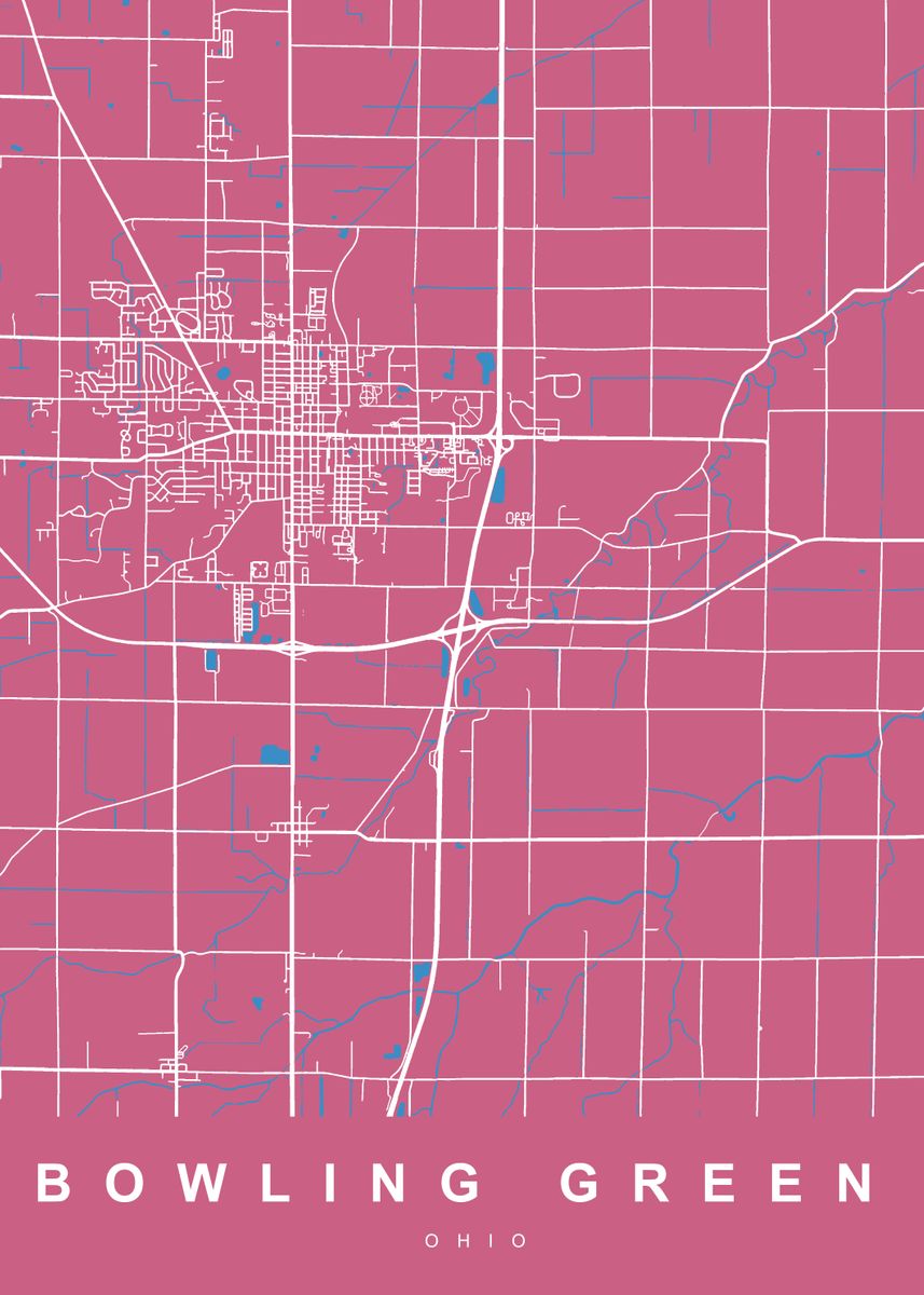 'BOWLING GREEN map OHIO ' Poster, picture, metal print, paint by ...