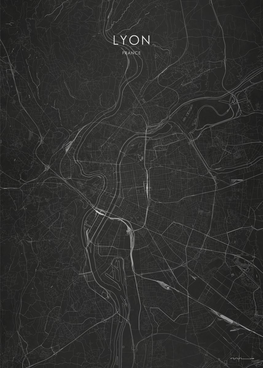 'Silver Lyon City Map' Poster, picture, metal print, paint by aio ...