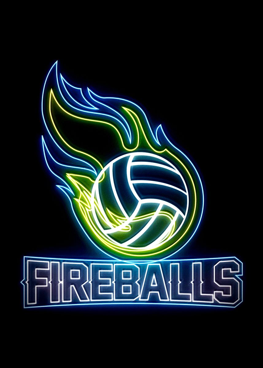 ' volleyball neon ' Poster, picture, metal print, paint by Retal | Displate