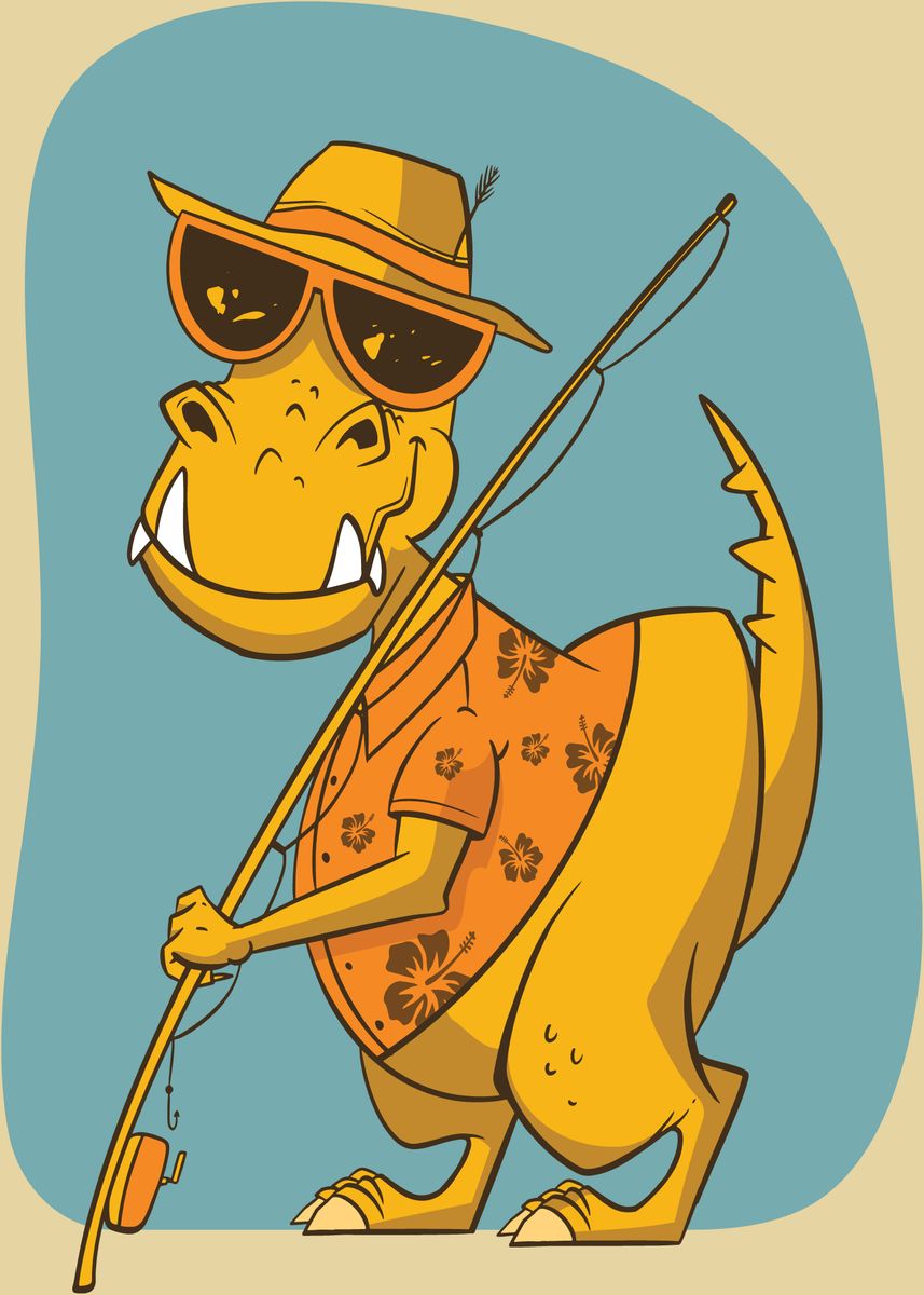 'DINOSAUR FISHING' Poster by Bombdesign | Displate