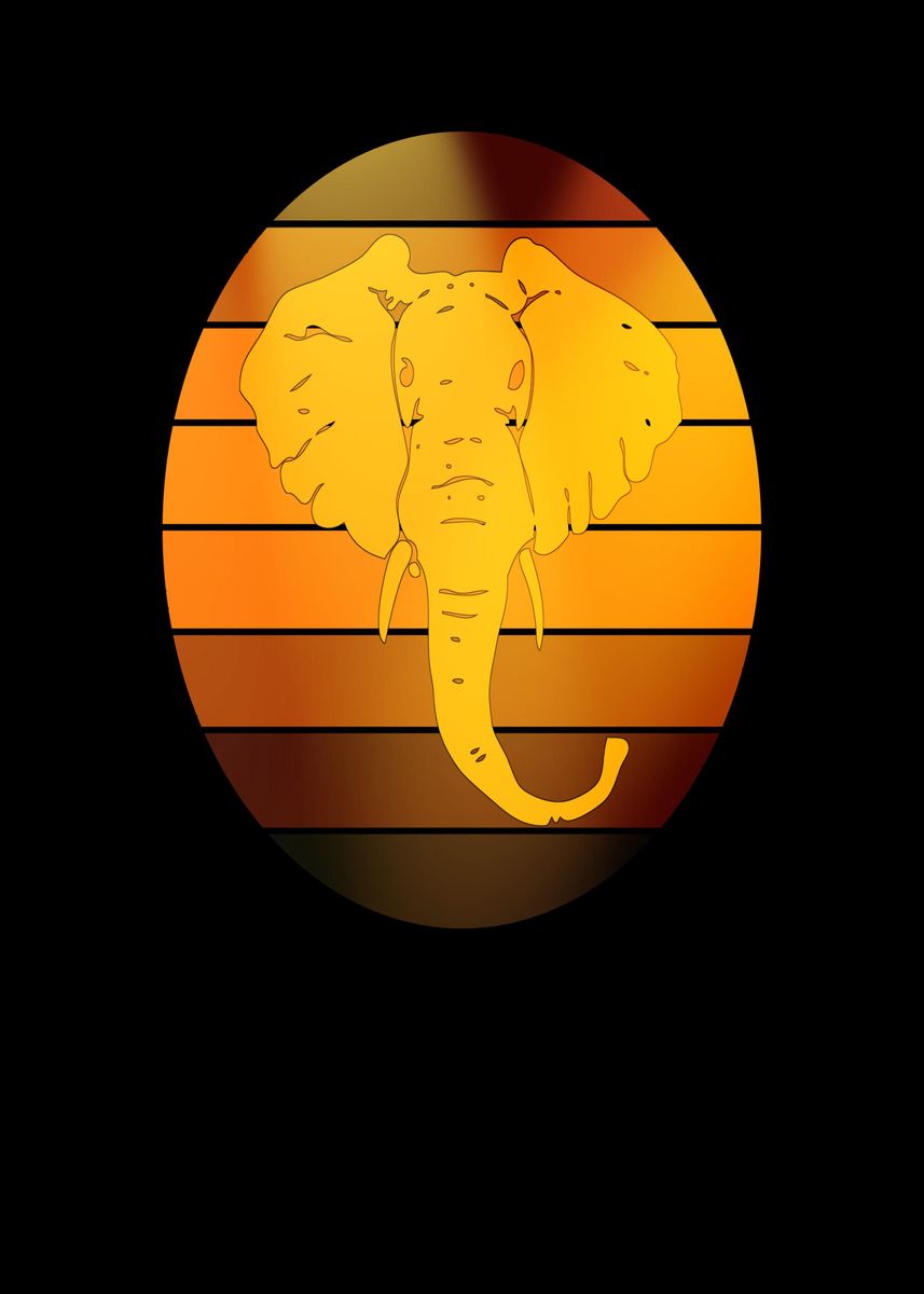 'Elephant animal sun' Poster, picture, metal print, paint by ...