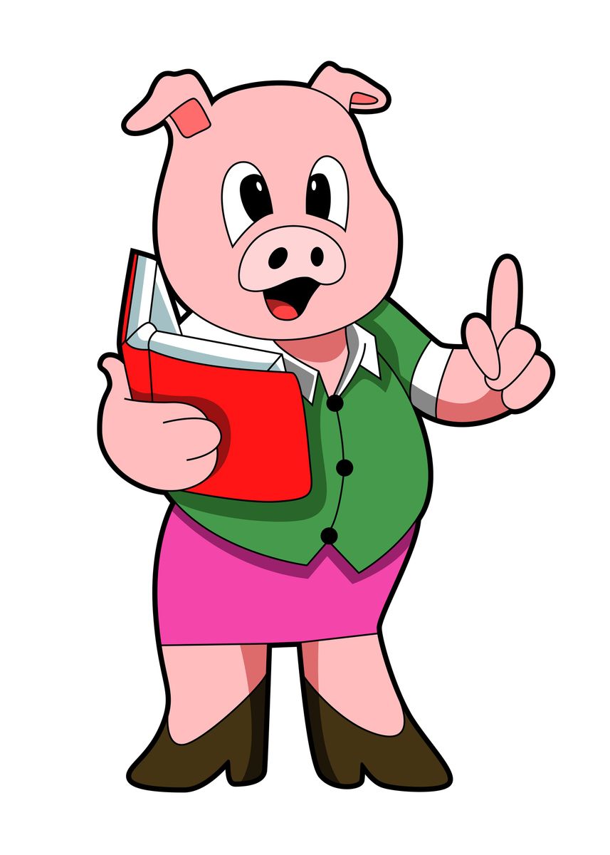 'Pig Teacher Book ' Poster, picture, metal print, paint by Markus ...