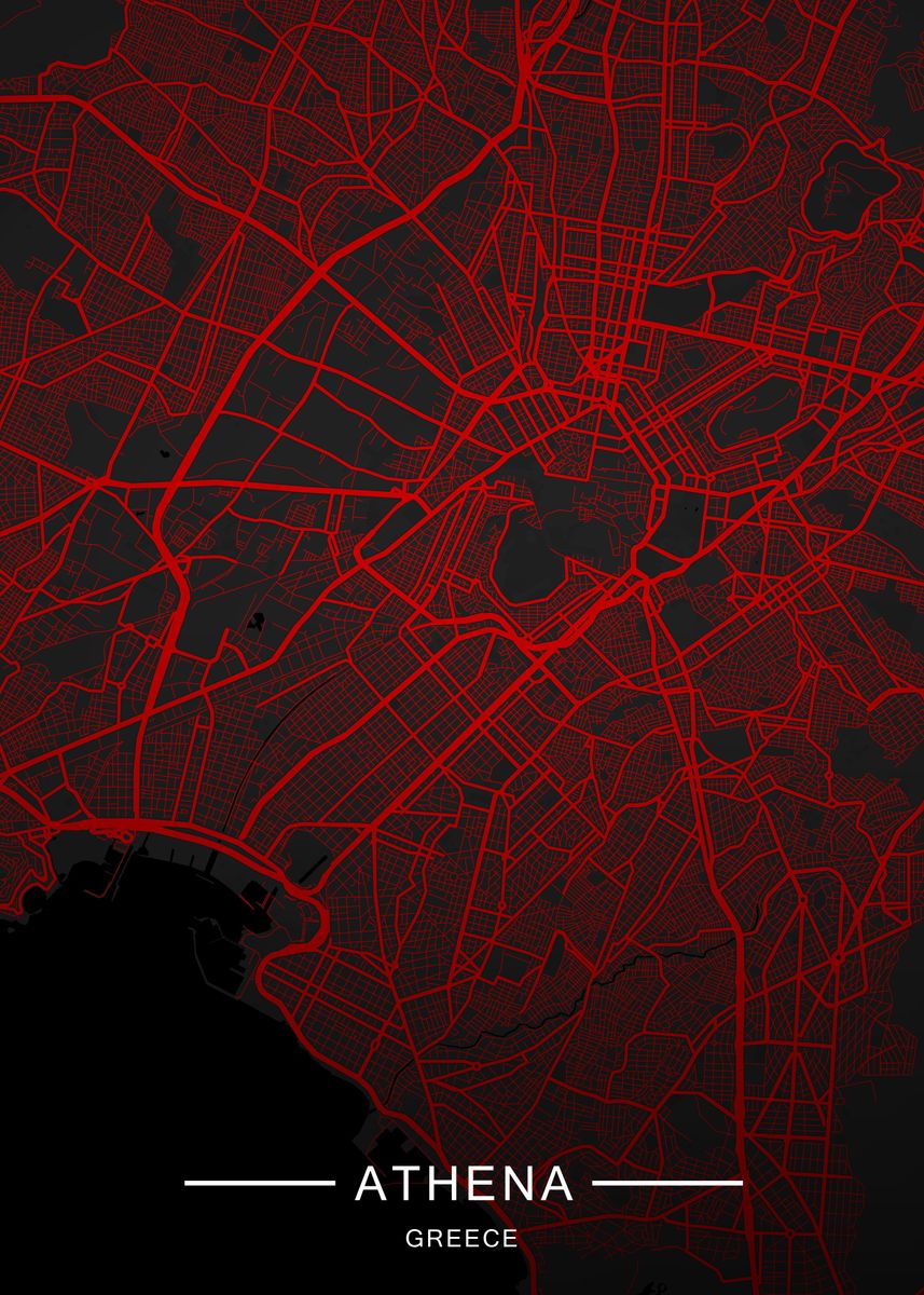 'City Map Of Athena' Poster by Lazy Man | Displate