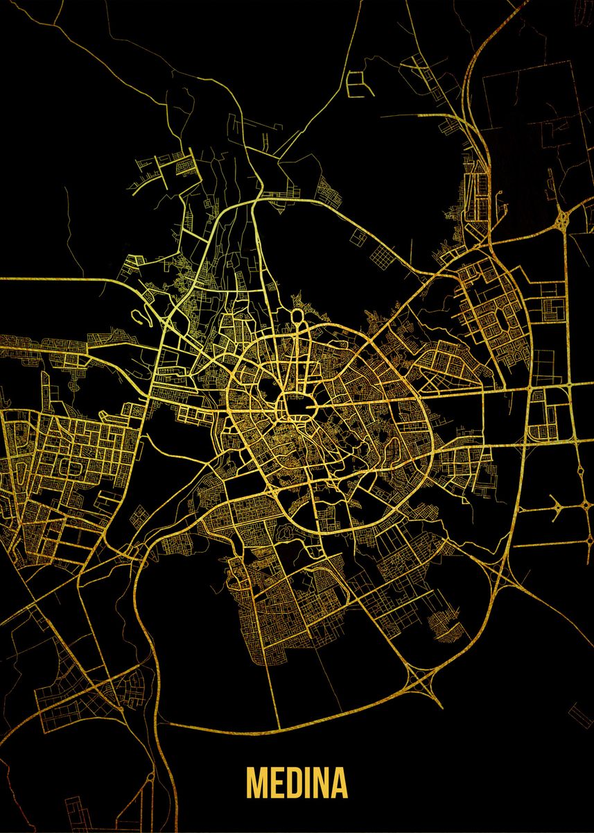 'Medina gold map' Poster, picture, metal print, paint by LUNGHISTE ...