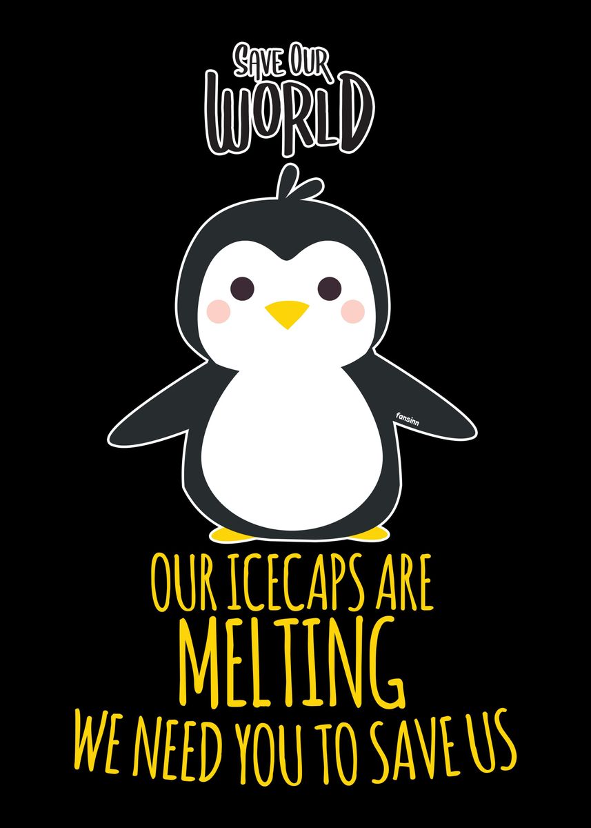 'Penguin ice melts climate ' Poster, picture, metal print, paint by ...