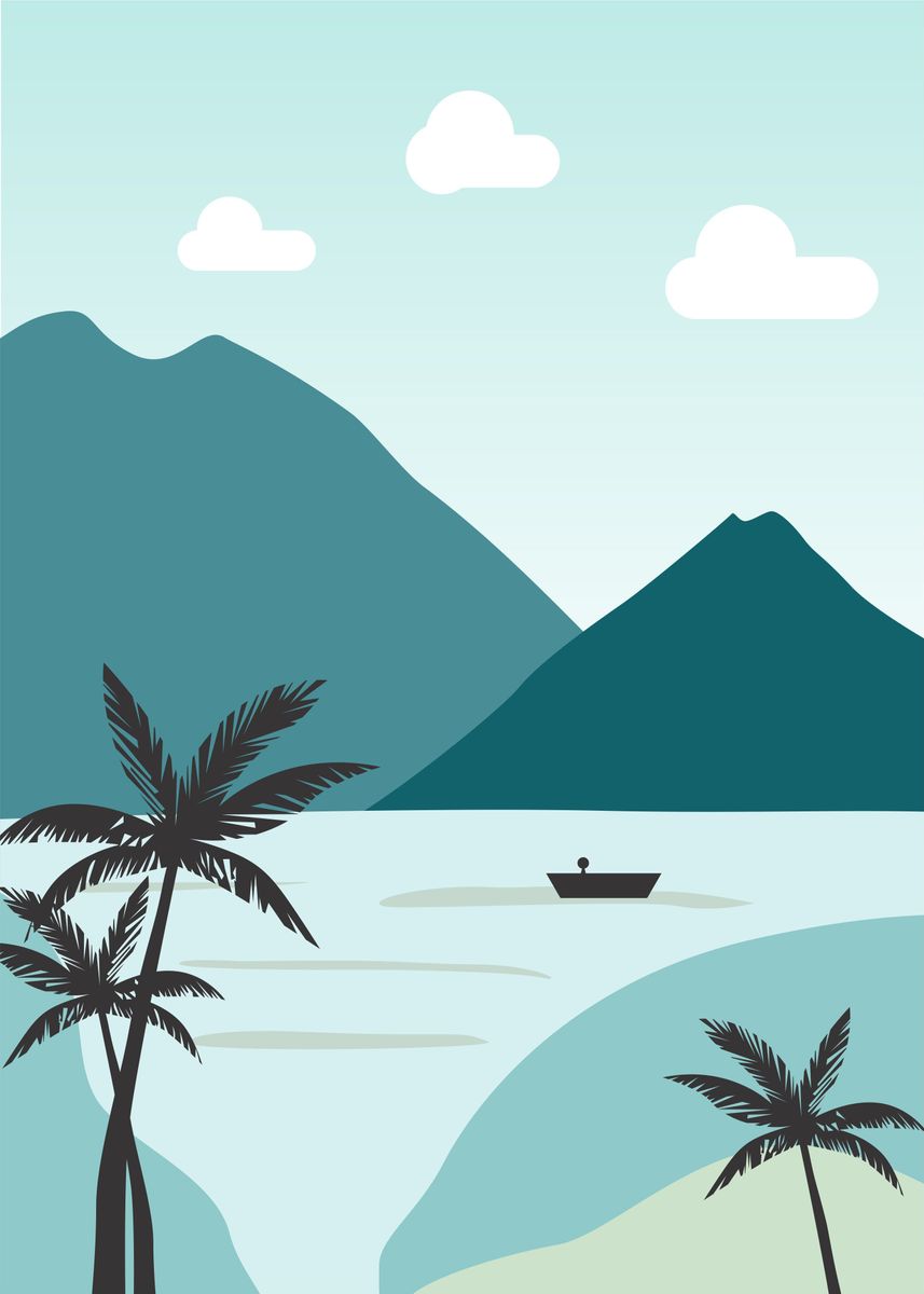 'lanscape illustration' Poster, picture, metal print, paint by naufal ...