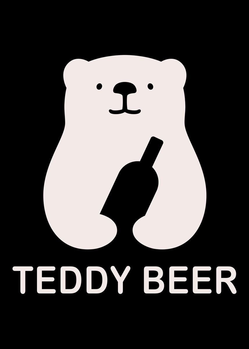 'Teddy Beer' Poster, picture, metal print, paint by John DonJoe | Displate