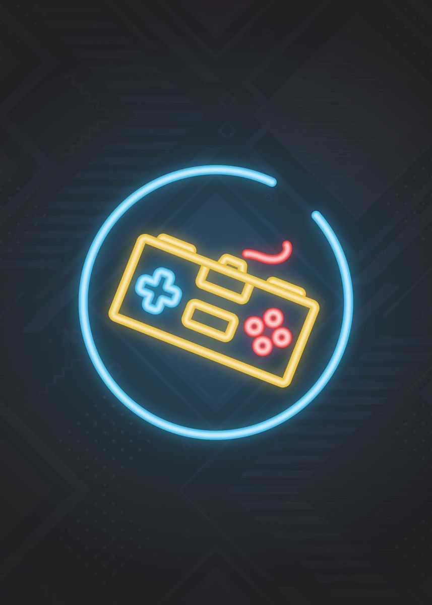 'Video Game Neon Sign Set 1' Poster, picture, metal print, paint by ...