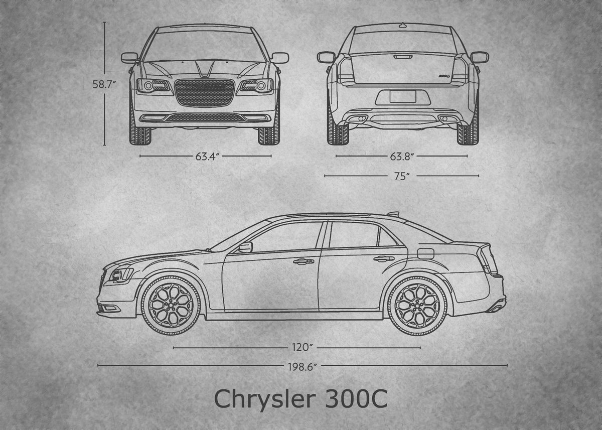 'Chrysler 300C gray old ' Poster by B & W Arts | Displate