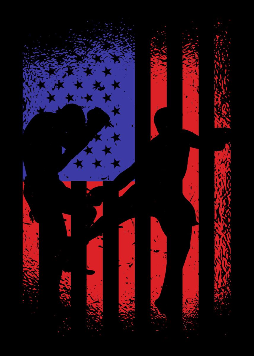 'Kickboxing USA Flag Boxer' Poster, picture, metal print, paint by ...